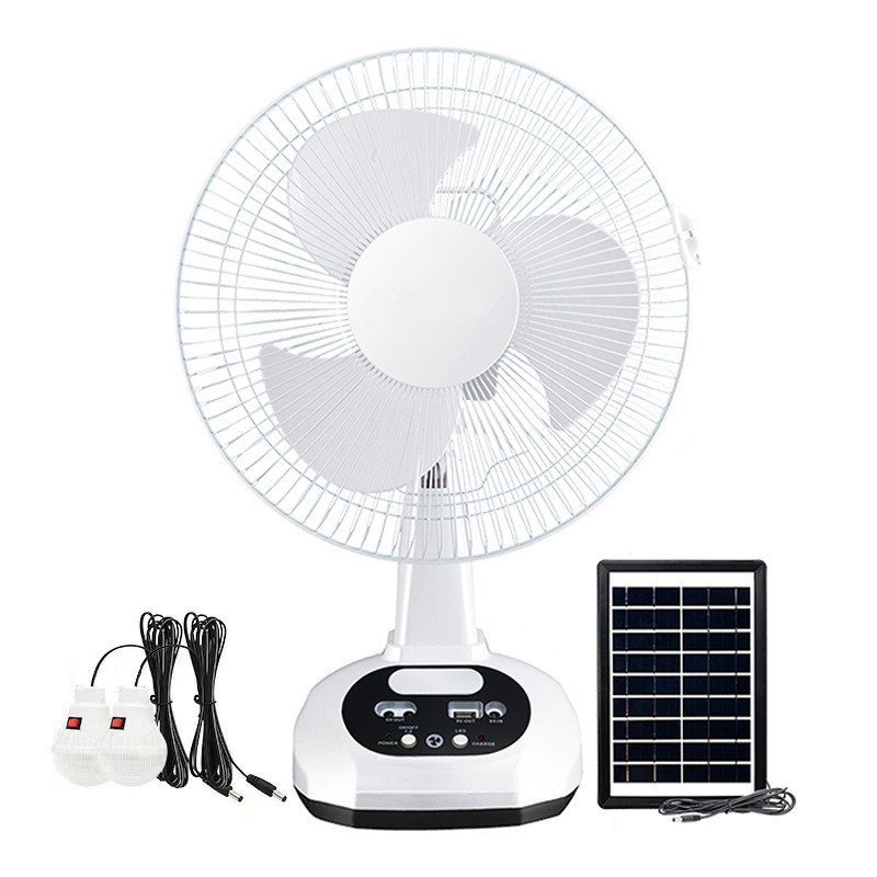 AC DC Solar Charging Fan Set Shaking Head Fan with Light Desk Fan ...