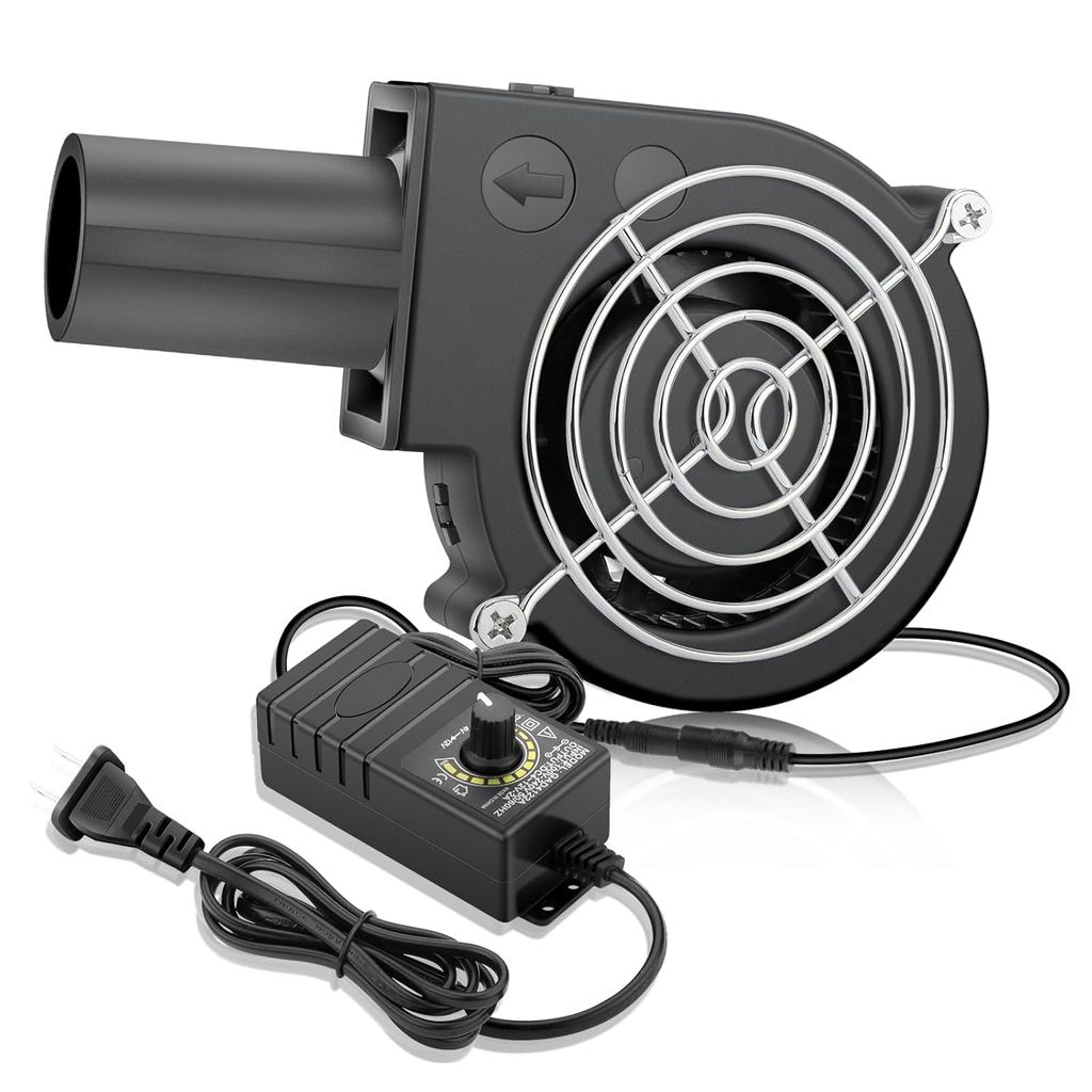 97mm x 33mm BBQ Blower Fan 12V with 120V – 240V AC Plug Variable Speed ...