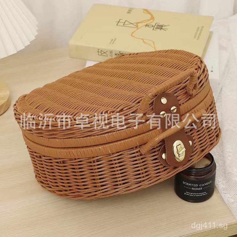 Handmade Portable Woven Storage Box Classic Handheld Travel Box Vintage ...