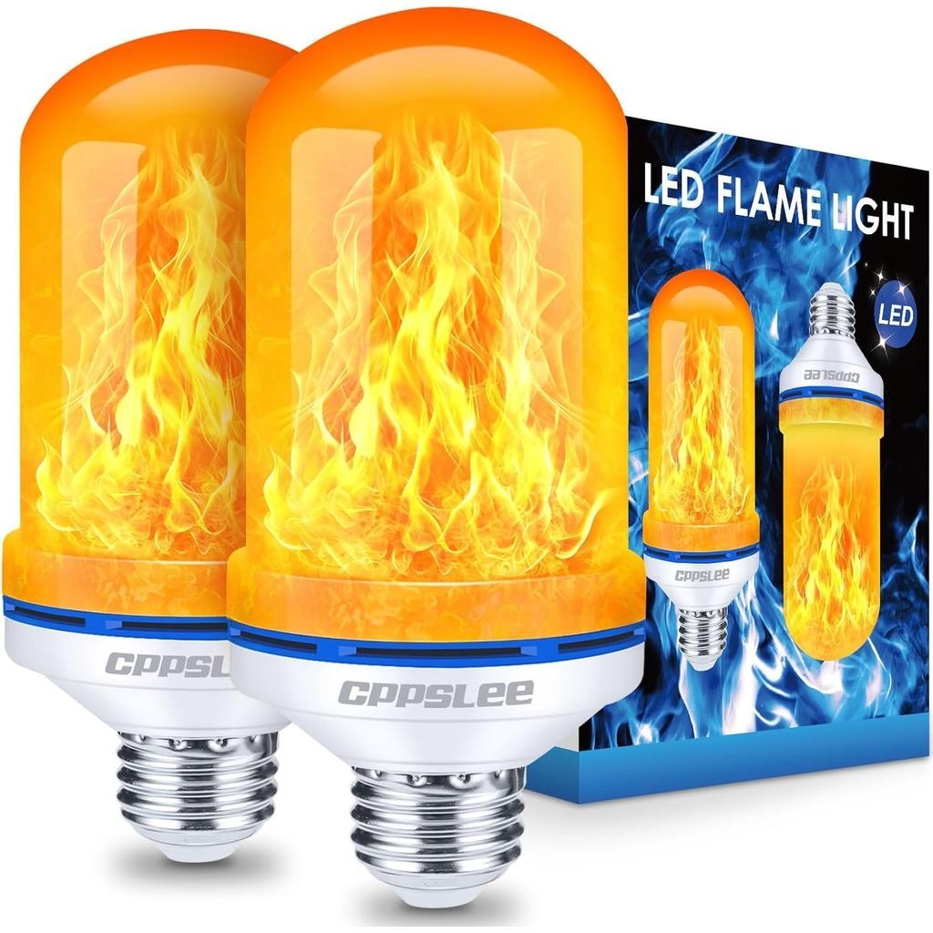 Halloween Decorations Upgraded LED Flame Light Bulbs, 4 Modes Fire ...
