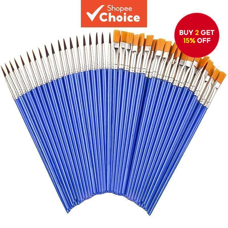 Professional Painting Brush Set (20pcs) - Multi-Size Nylon Bristle ...