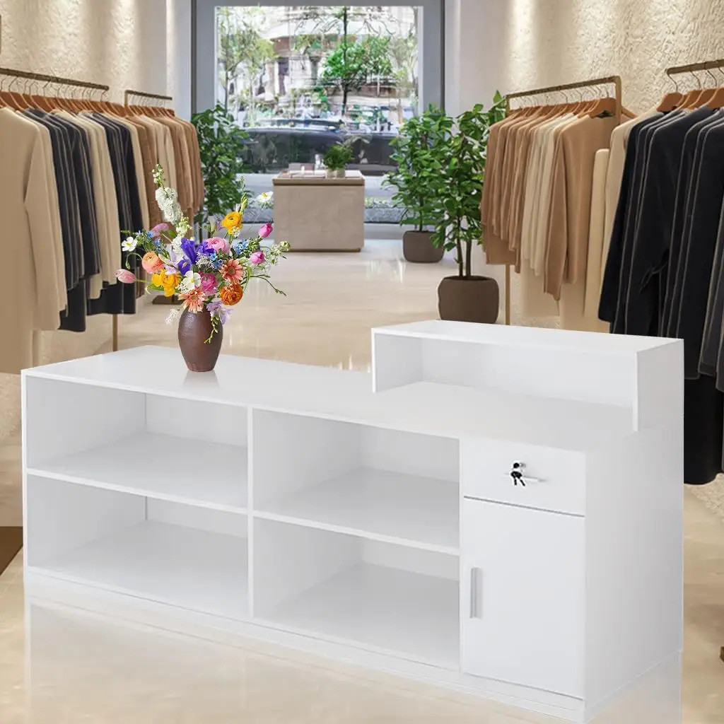 Reception Desk For Retail & Checkout, 63″ Front Desk With Locked ...