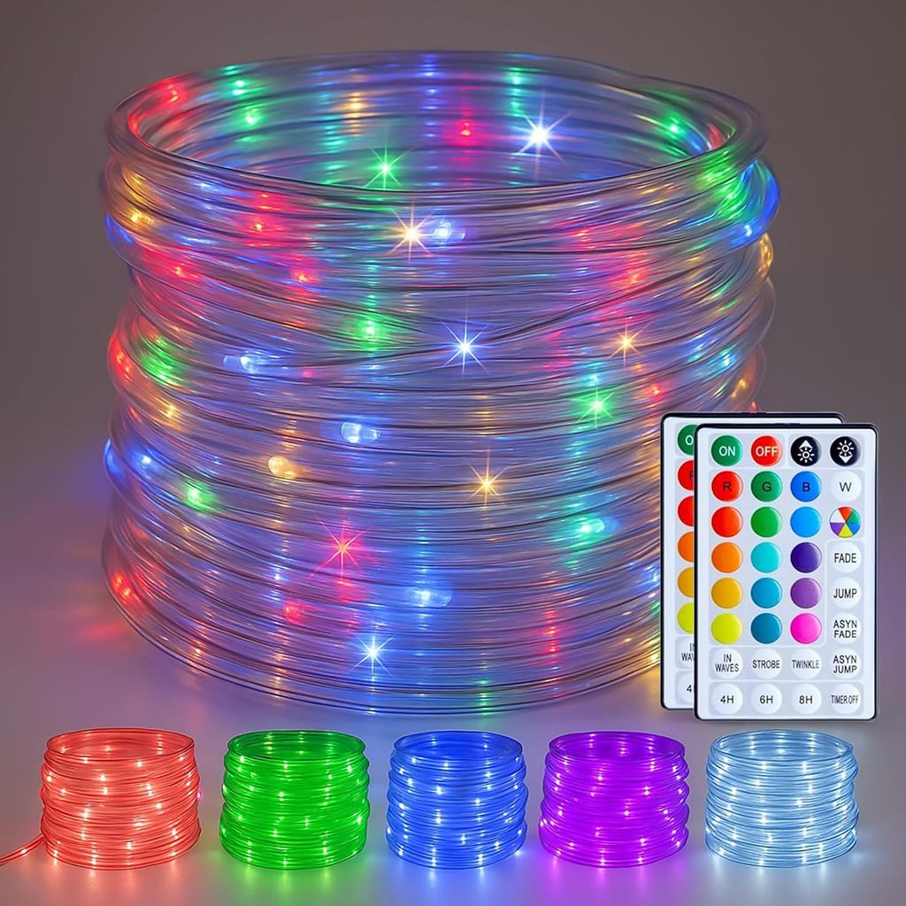 66Ft Waterproof Rope Lights, 200 LEDs Color Changing Outdoor String ...