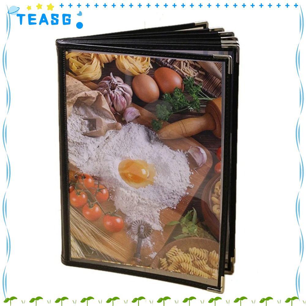TEASG Foldable Menu Cover, Transparent Pockets Restaurant Menu Covers ...
