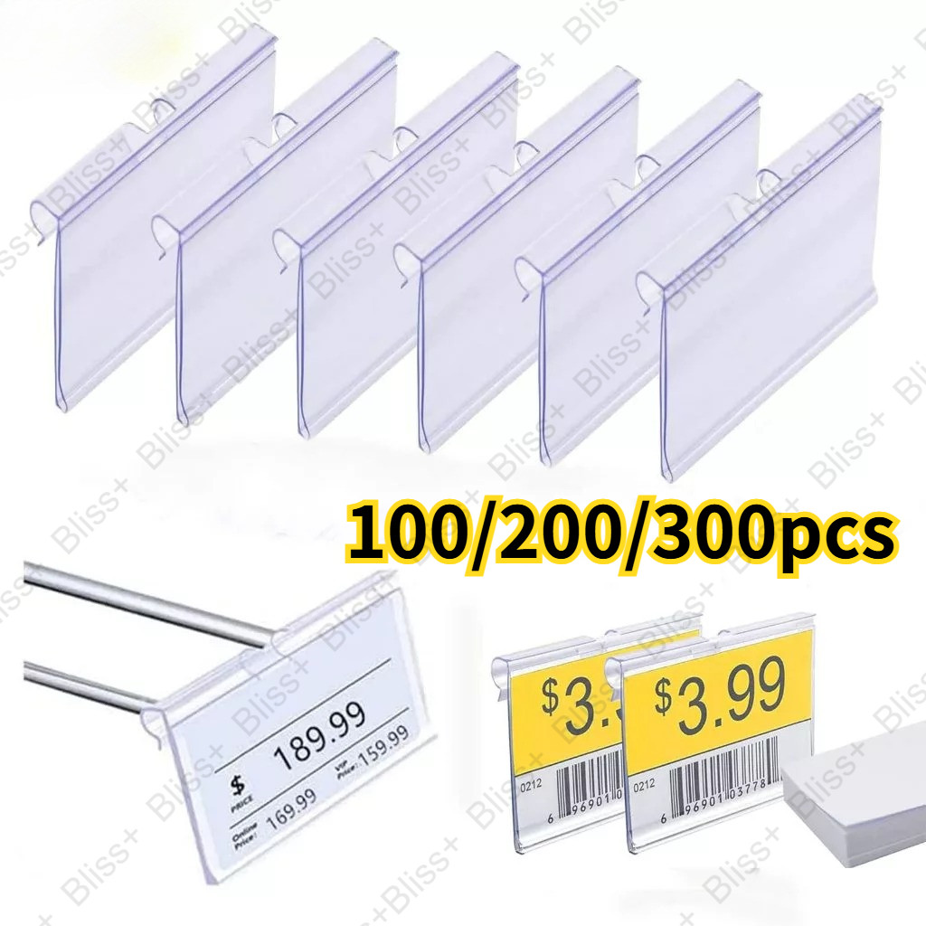 100Pcs 50/60/70*42mm Clear Plastic Label Holder Shelf Retail Price Tag ...