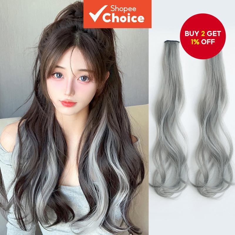 Colorful Synthetic Hair Extensions 1 Clip Invisible Curly Hairpiece in ...