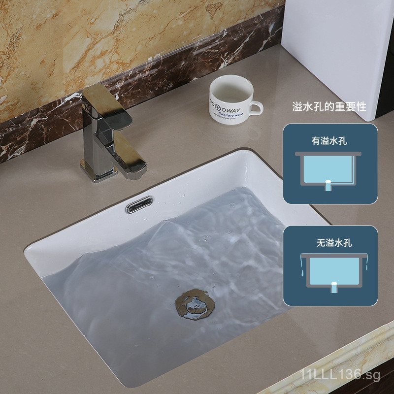 Square Flat Bottom Undercounter Basin Balcony Embedded Basin Ceramic ...