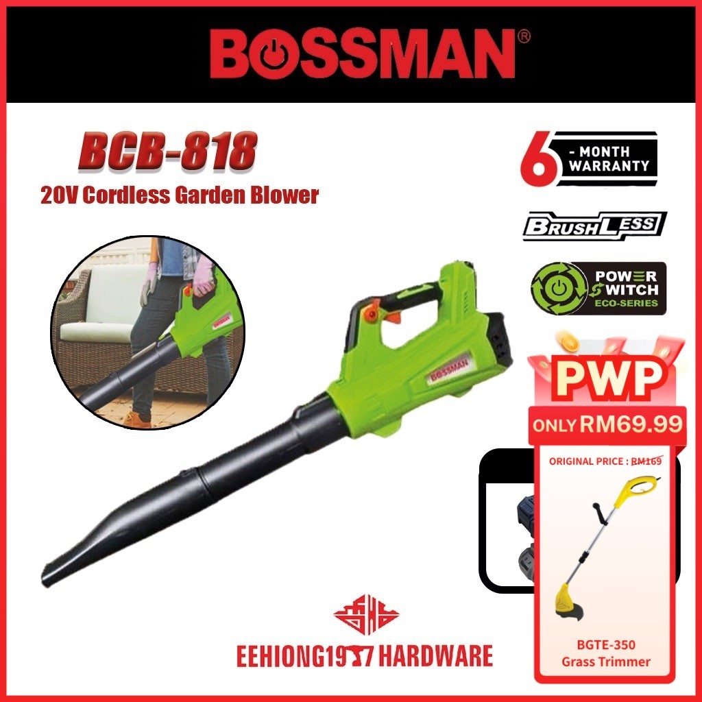BOSSMAN BCB-818 20V Cordless Brushless Garden Blower Sembur Angin ...
