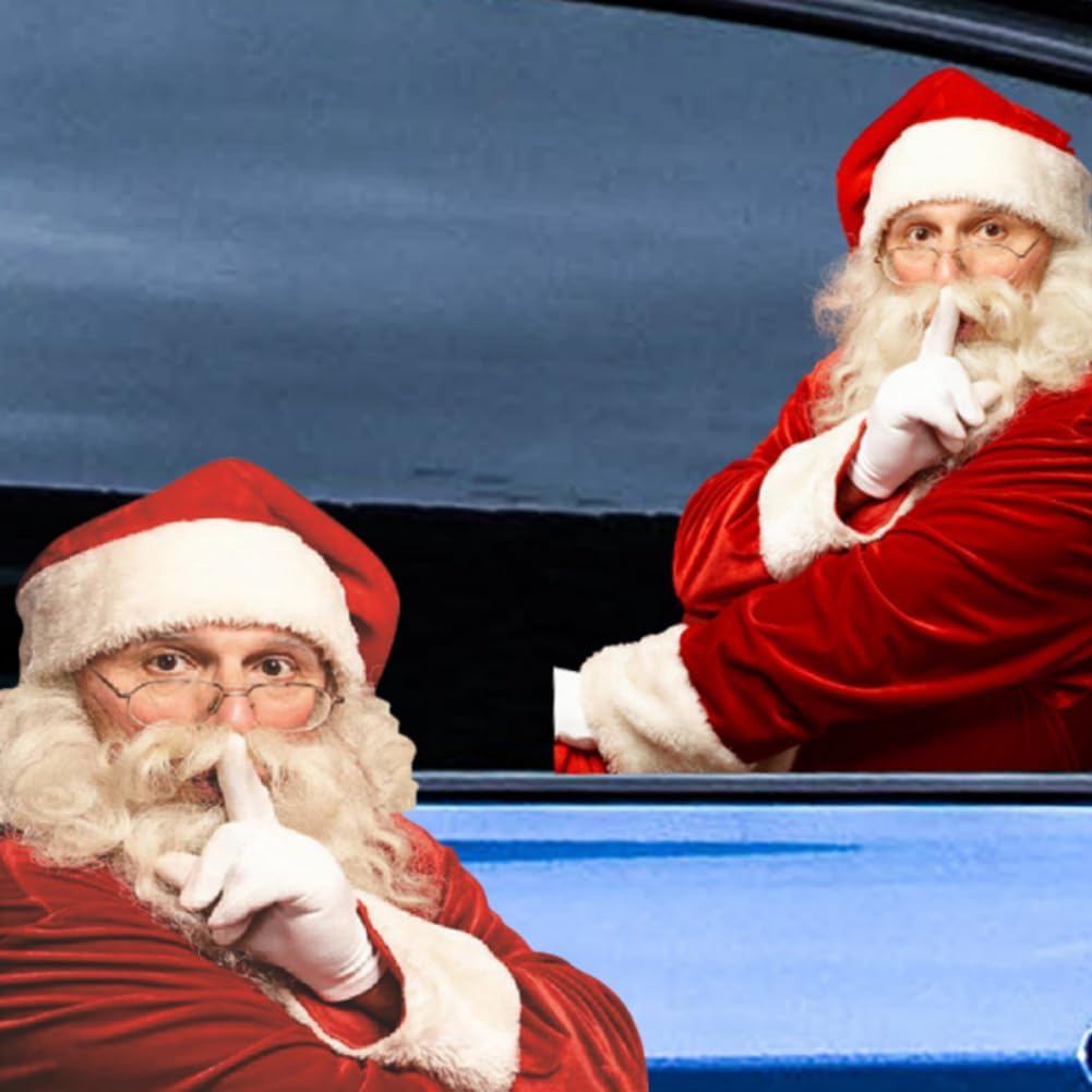 2PCS Christmas Car Rear Window Stickers PVC Santa Claus 3D Window ...