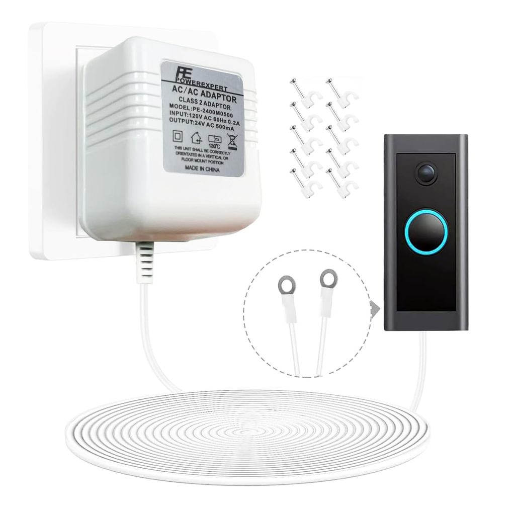 18V 500mA Doorbell Transformer, AC Power Adapter with 26FT Cable ...