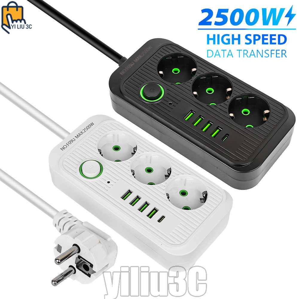2500W multi-function Power Strip - 2M EU Plug AC Outlets Multitap ...