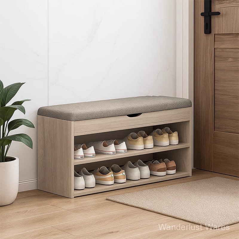 Entryway Shoe Changing Bench with Seat, Integrated Shoe Cabinet, Soft ...