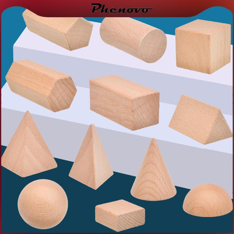 [Phenovo] 12Pcs 3D Shapes Geometric Solids Geometric Solids Blocks Set ...