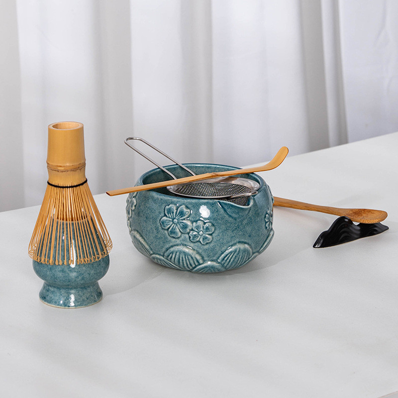 Matcha Brewing Bowl Tea Shaker Stand Matcha 4-Piece Set Matcha Blender ...