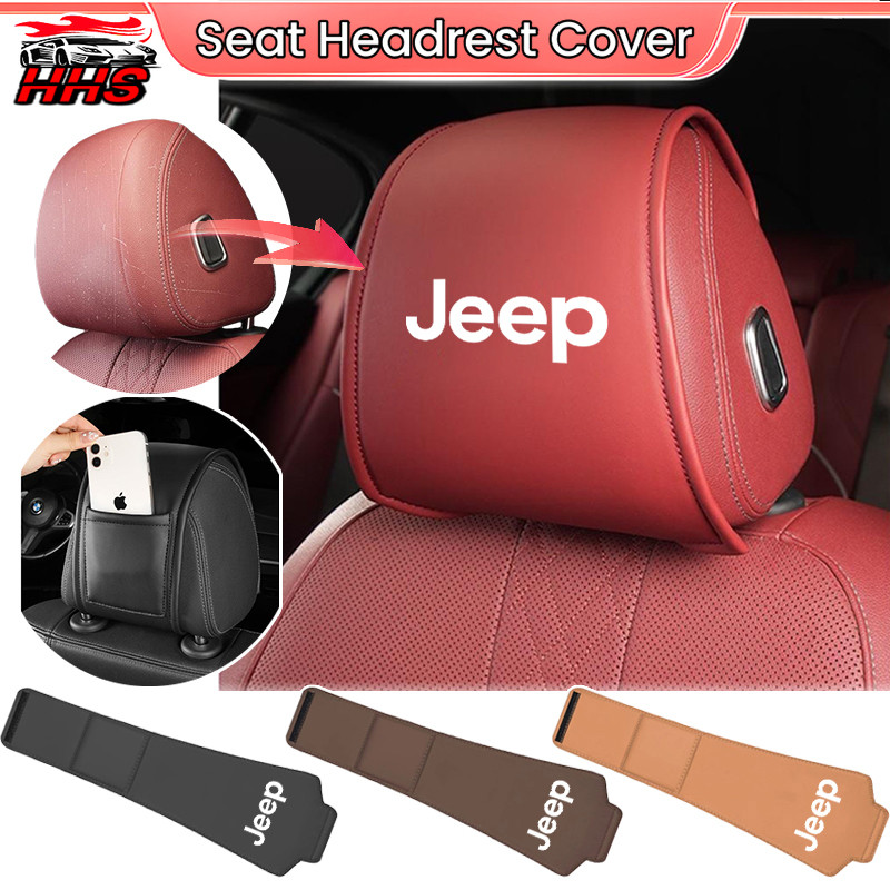 Jeep Car Headrest Cover Auto Seat Head Premium Leather Dirt-proof ...