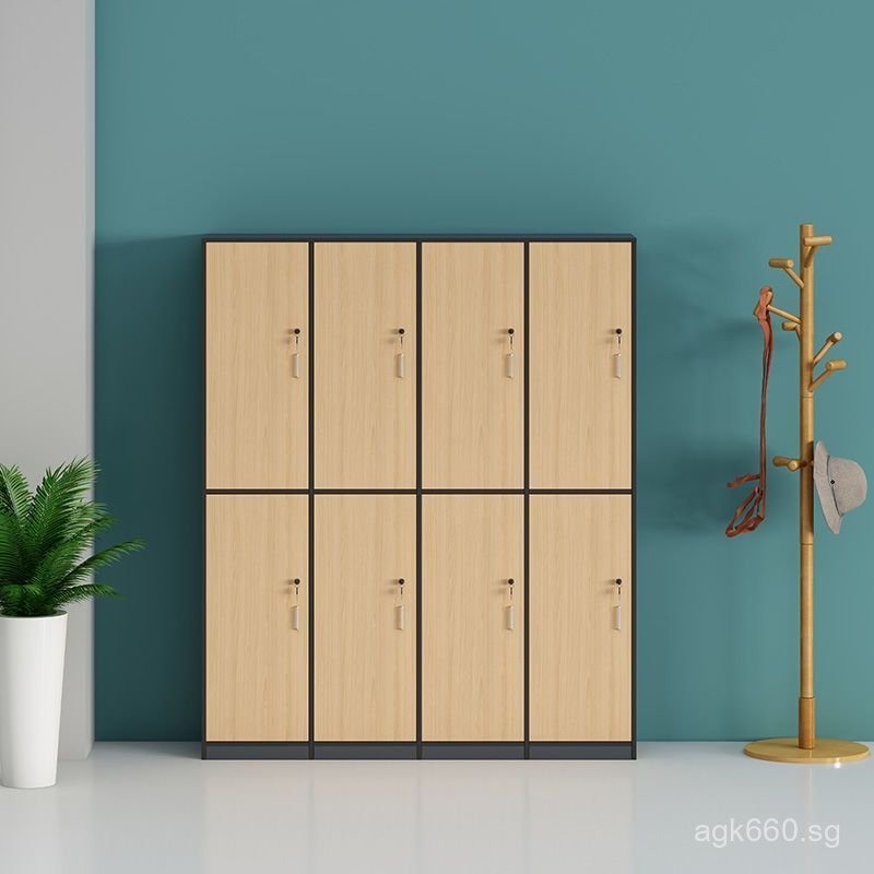 Wooden Employee Locker Storage Cabinet Minimalist with Lock for Gym ...