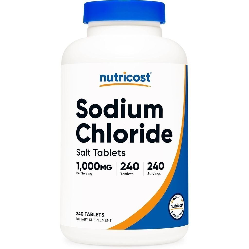 Nutricost Sodium Chloride 1000mg, 240 Tablets - Salt Tablets,, Gluten ...