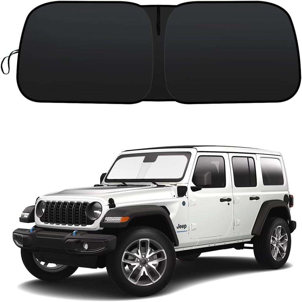 2025 Upgrade Front Windshield Sun Shade Foldable Jeep Wrangler Sun ...