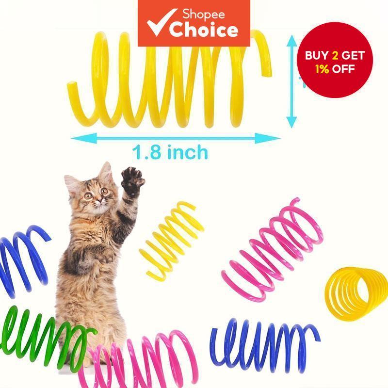 New Cat Spring Toys - 4 pcs of Colorful Plastic Spring Coils for Indoor ...