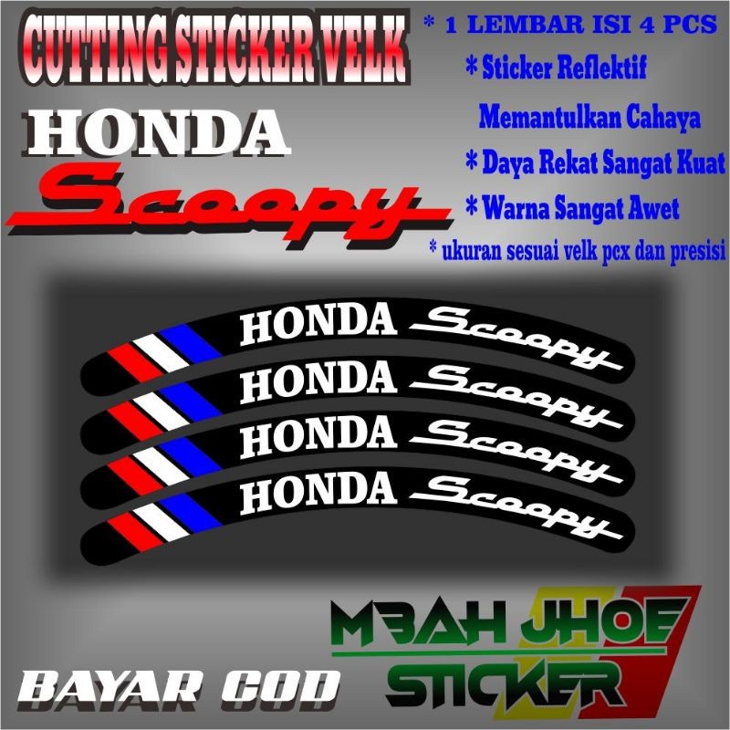 Premium Reflective Scoopy Rim Stickers 1 Sheet 4 Pcs | Shopee Singapore