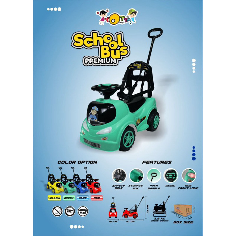 YOTTA TOLO CAR SCHOOL BUS - CHILDREN'S TOY PUSH CAR YOTTA TOLO CAR ...