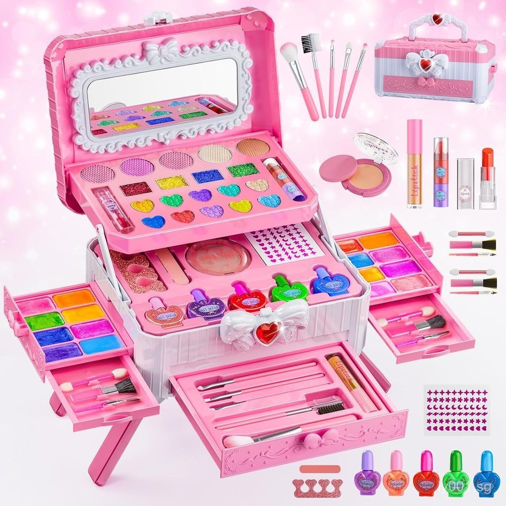 Kids Makeup Sets for Girls Toys - Washable Makeup for Kids with Mirror ...