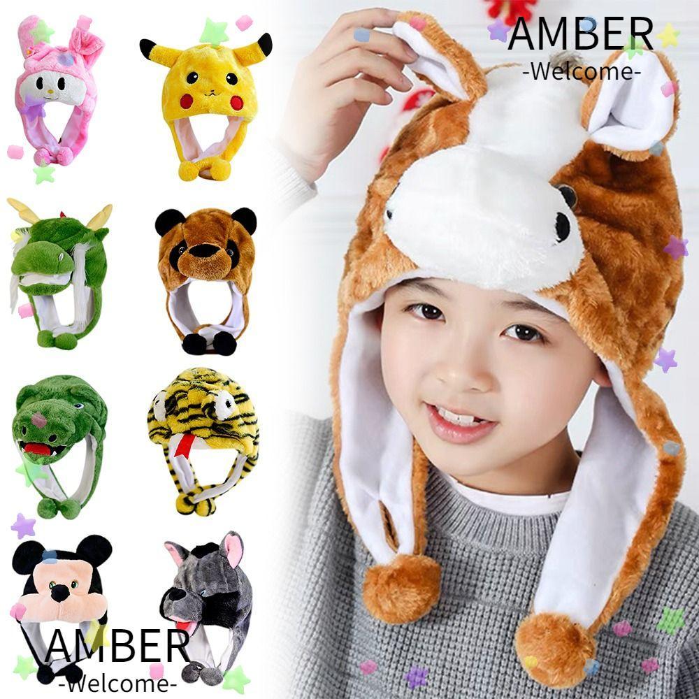 AMBER Plush Moving Hat, Animal Cartoon Animal Earflap Hat, Bomber Hat ...
