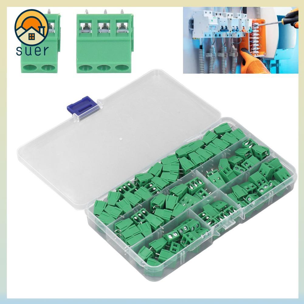 SUERHD 80PCS Screw Terminal Block, 5mm Pitch KF128 2P 3P PCB Mount ...