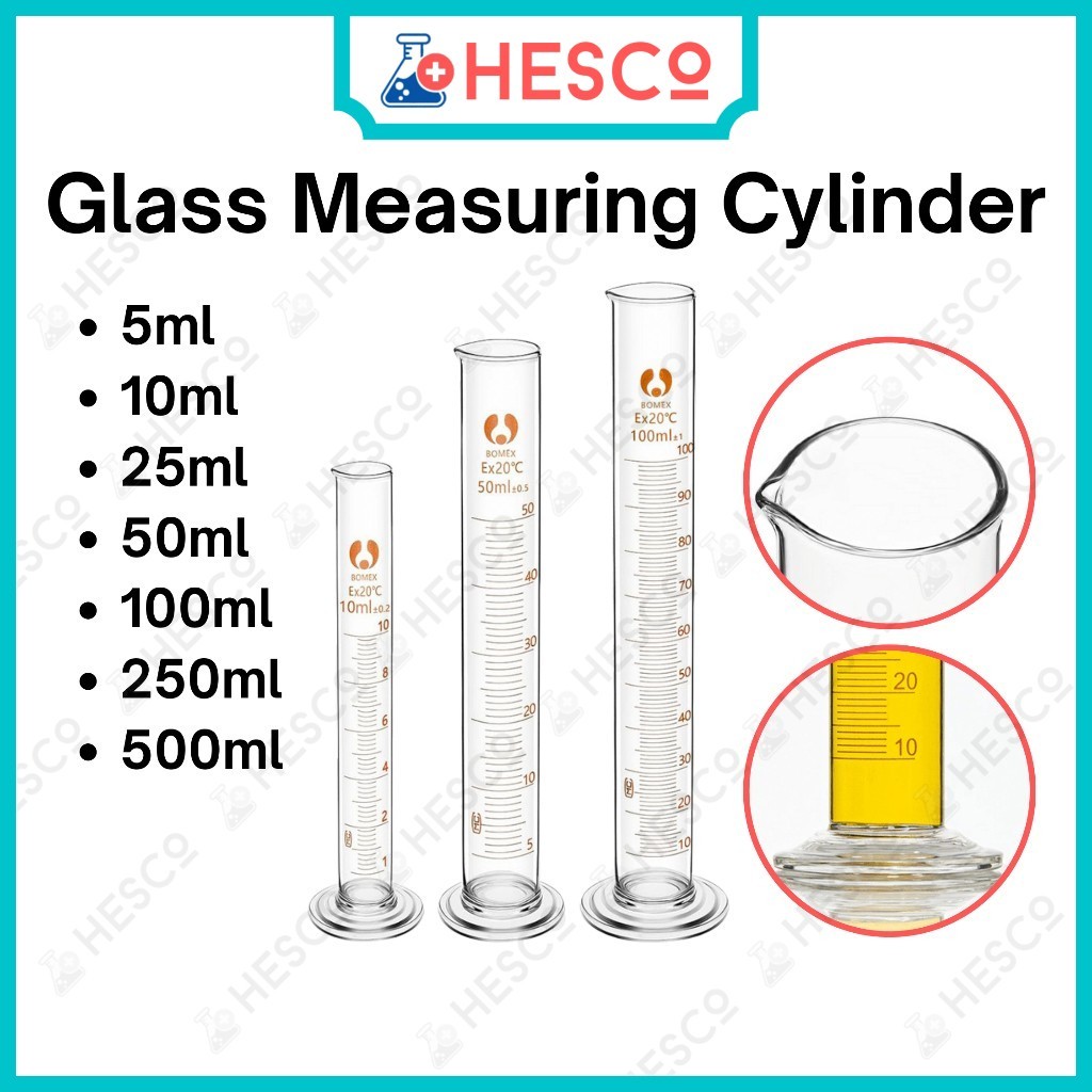 Measuring Cylinder Glass Thick Graduated — 5 10 25 50 100 250 500ml ...