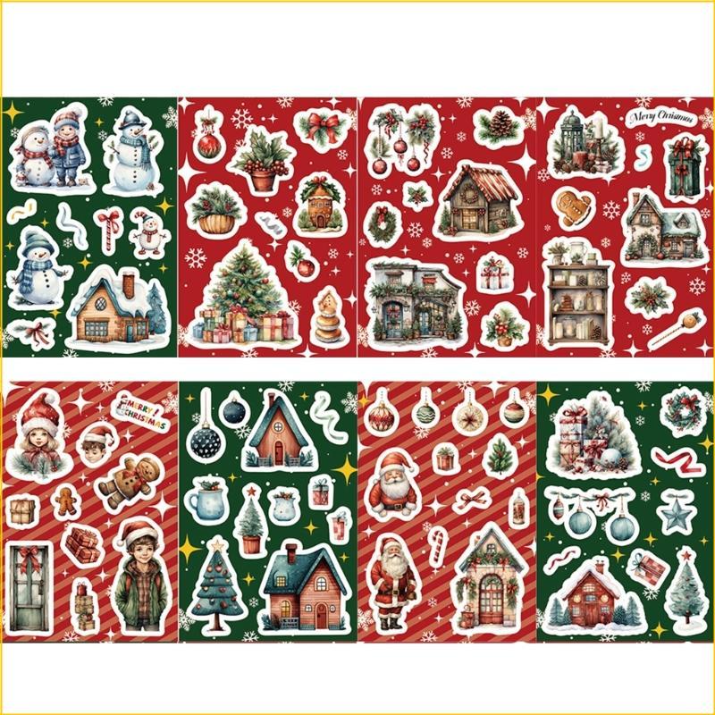 SPT 8 Pieces Holiday Stickers Santa Snowman Tree for Creative Craft ...