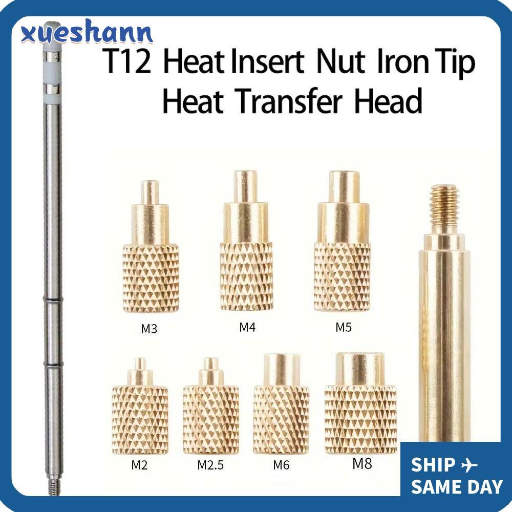 XUESHANN 8Pcs T12 Soldering Iron Tip, with Adapter Brass Heat Insert ...