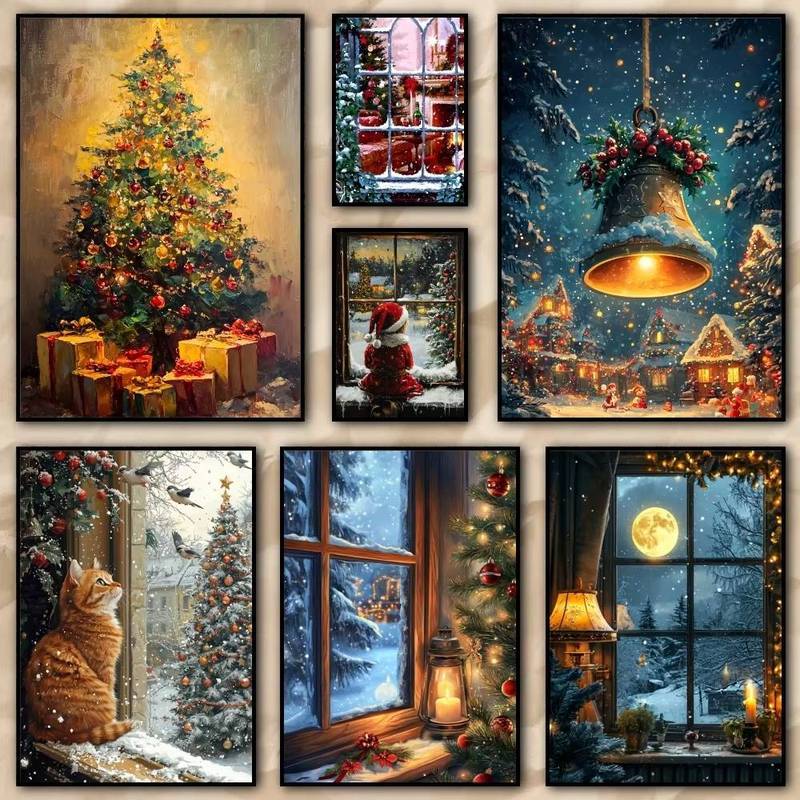 Christmas window snow HD Print Mural Art Photos for Living Room Home ...