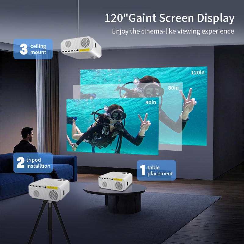Smart Projector for Home Use 1080P Full Hd Supports Side Projection ...