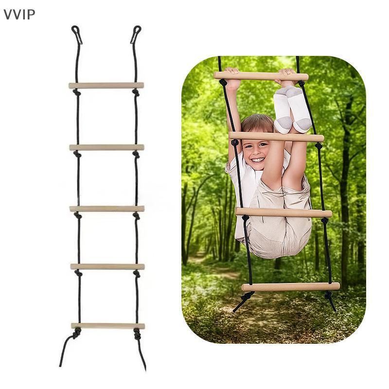Vvsg Rope Ladder 5.6ft 5 Steps 220lbs Bearing Wooden Kids Climbing Rope ...