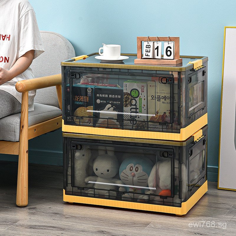 Storage Box for Books, Foldable Plastic Book Organizer, Transparent ...