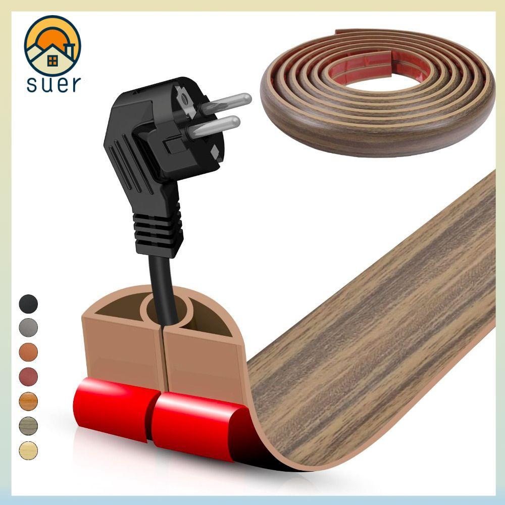 SUERHD Floor Cord Cover, PVC Self Adhesive Wire Hider, Professional 1m ...
