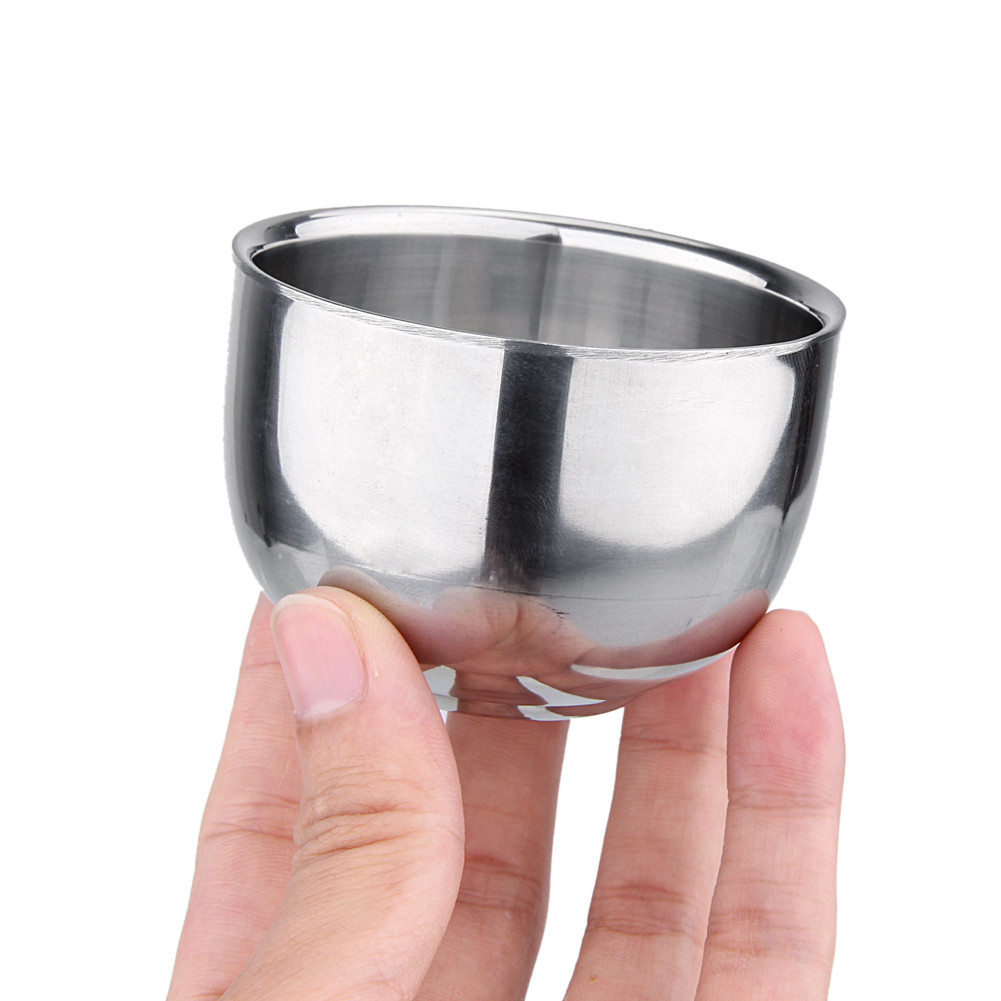 Double Layer Stainless Steel Cup Smooth Shaving Mug Coffee Milk Mugs ...