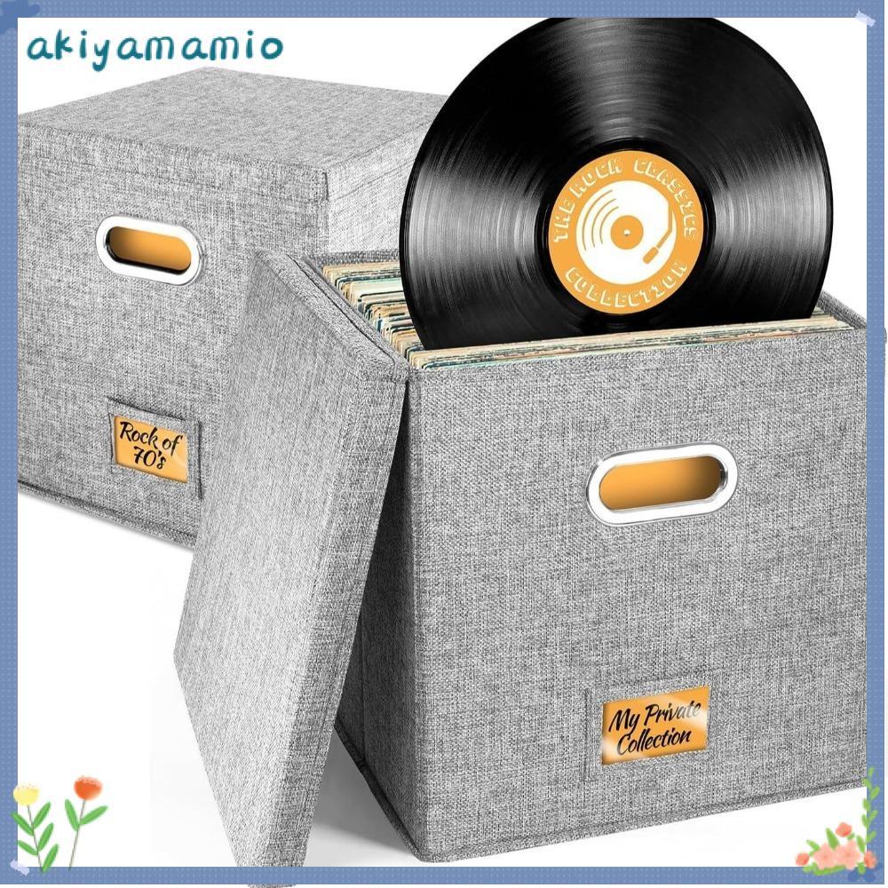 AKIYAMAMIO Vinyl Record Storage Boxes, Dustproof Cotton Linen Fabric ...