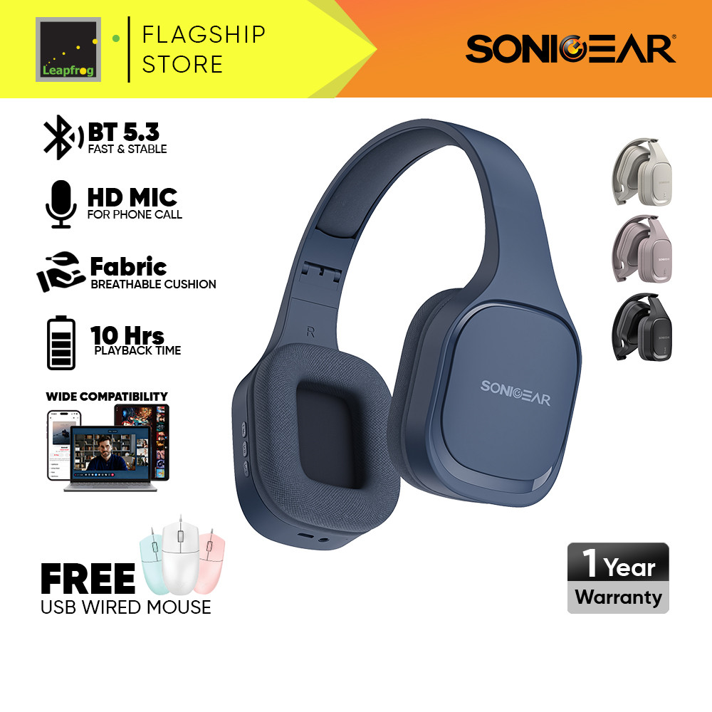 SonicGear Airphone 7 Bluetooth Headphone Wireless Powerful Bass with HD ...