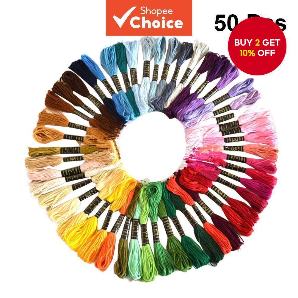 50Pcs Mix Colors Embroidery Thread Kit | Cotton Cross Stitch Floss for ...