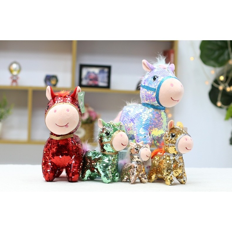 2026 Year of the Horse Mascot Sequin Horse Plush Toy Cartoon Zodiac ...