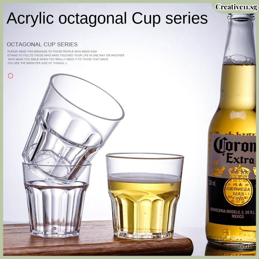 240ml Plastic Beer Mug Octagonal Shape Clear Acrylic Water Beer Glass ...
