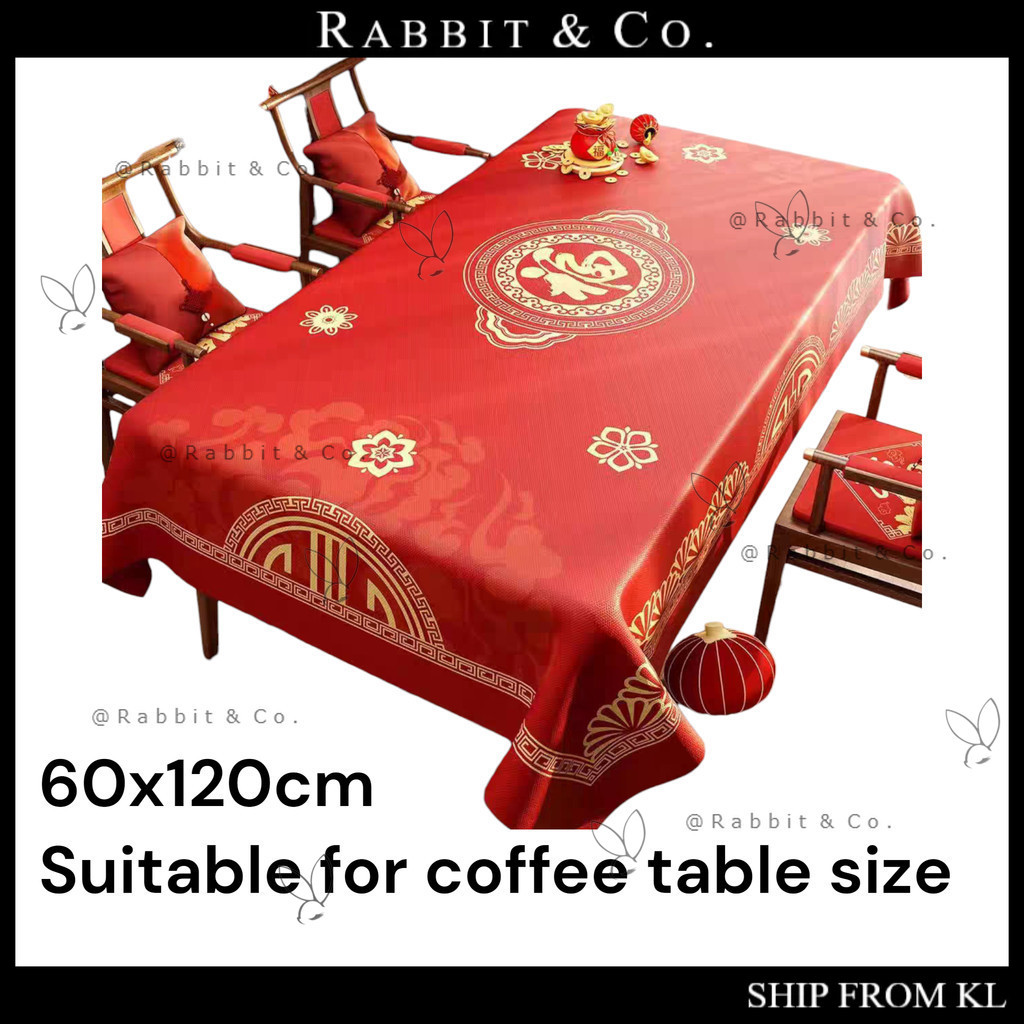 R&C 60x120cm CNY Kain Meja PVC Waterproof Oilproof Heat Resistant New ...
