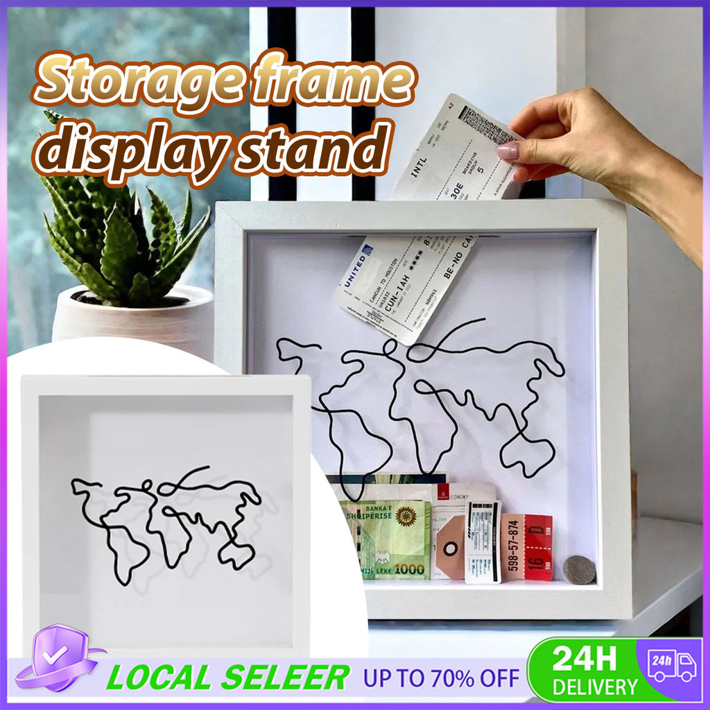 29CM Ticket Storage Box World Map Stub & Ticket Display Box Ins Wood ...