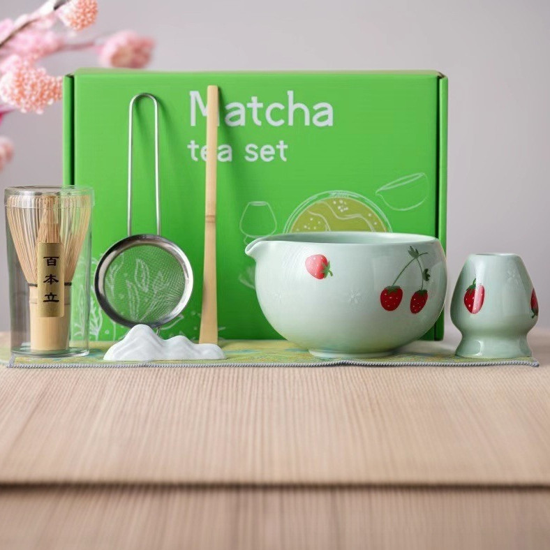 Matcha Bowl with Mouth Matcha 7-Piece Set Matcha Mixer Holder Base ...