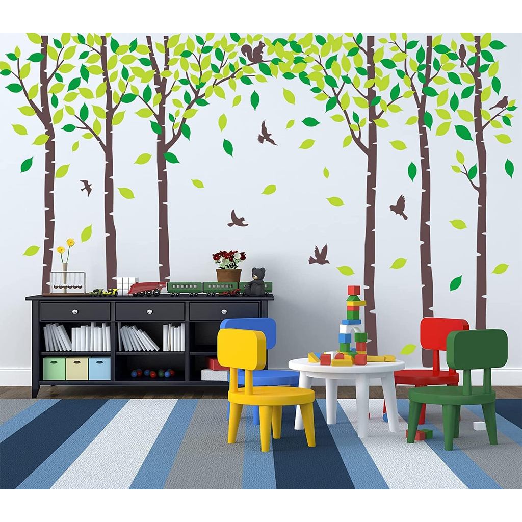 Six Birch Tree Decals Forest Peel and Stick Wall Decal for Nursery ...