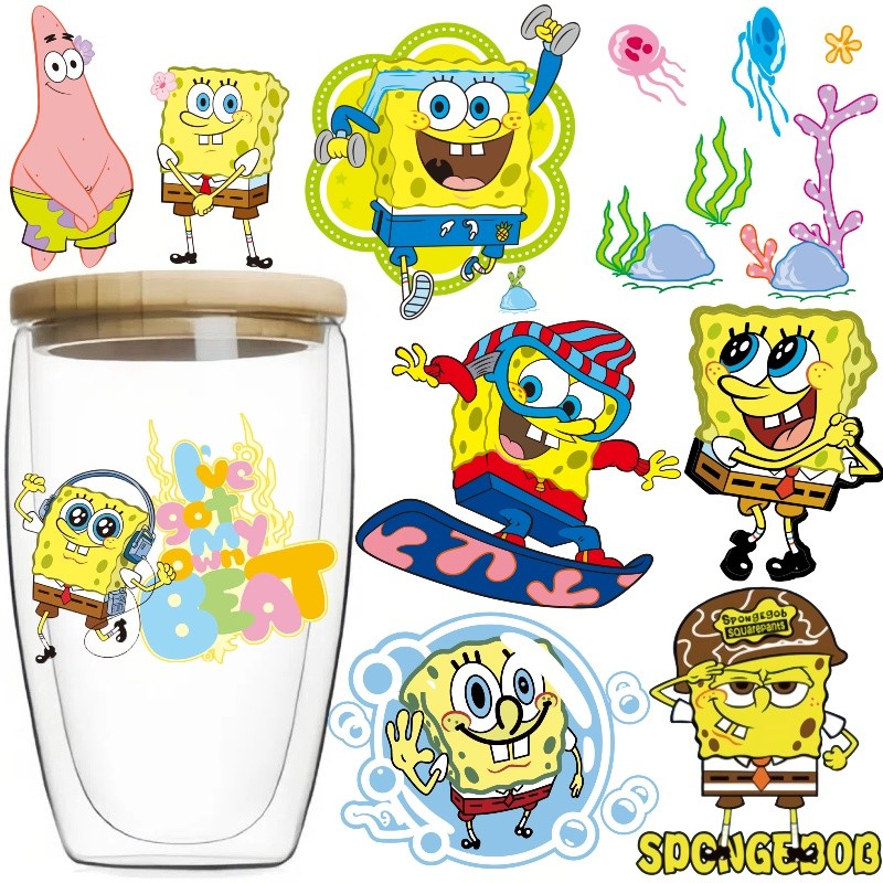 SpongeBob SquarePants Cold Print Stickers Crystal Adhesive UV Transfer ...