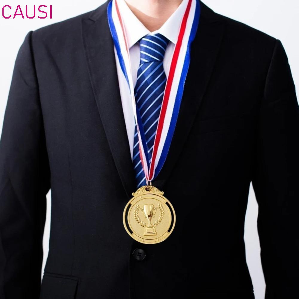 CAUSI 5/10/20pcs Gold Silver Bronze Award, Metal Round Award Medals ...