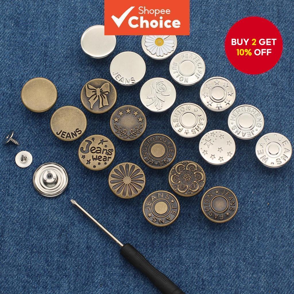 No-Sew Jeans Button Kit - Convenient Adjustable Waist Size Reducer ...