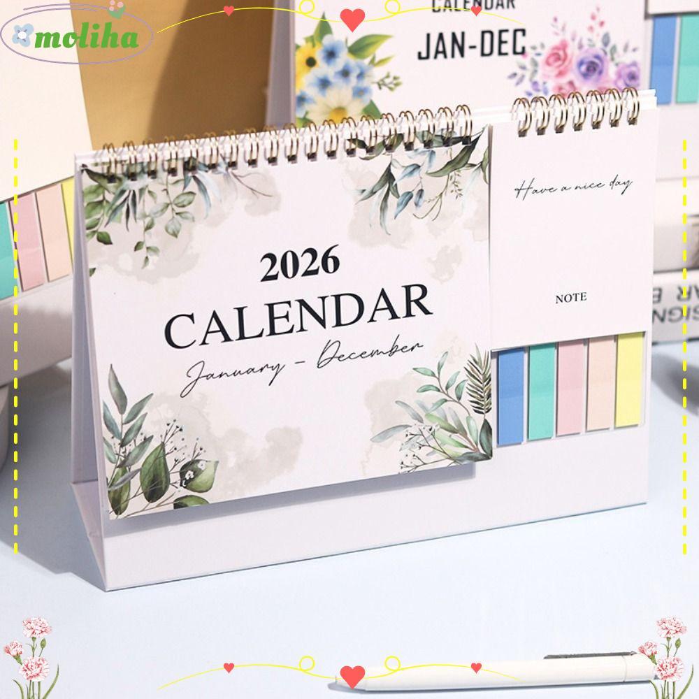 MOLIHA 2026 Flower Calendar, Jan. 2026 - Dec. 2026 Foldable Double-coil ...